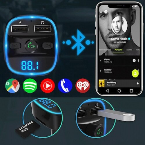 Modulator FM pentru orice tip de Auto, Model Andowl, Bluetooth CHT USB ...