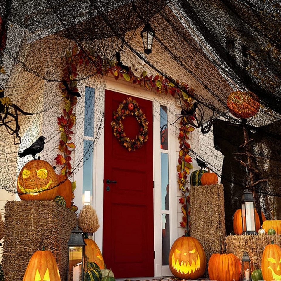 Panza de decorare pentru Halloween Heygelo, negru, poliester, 200 x 500 ...