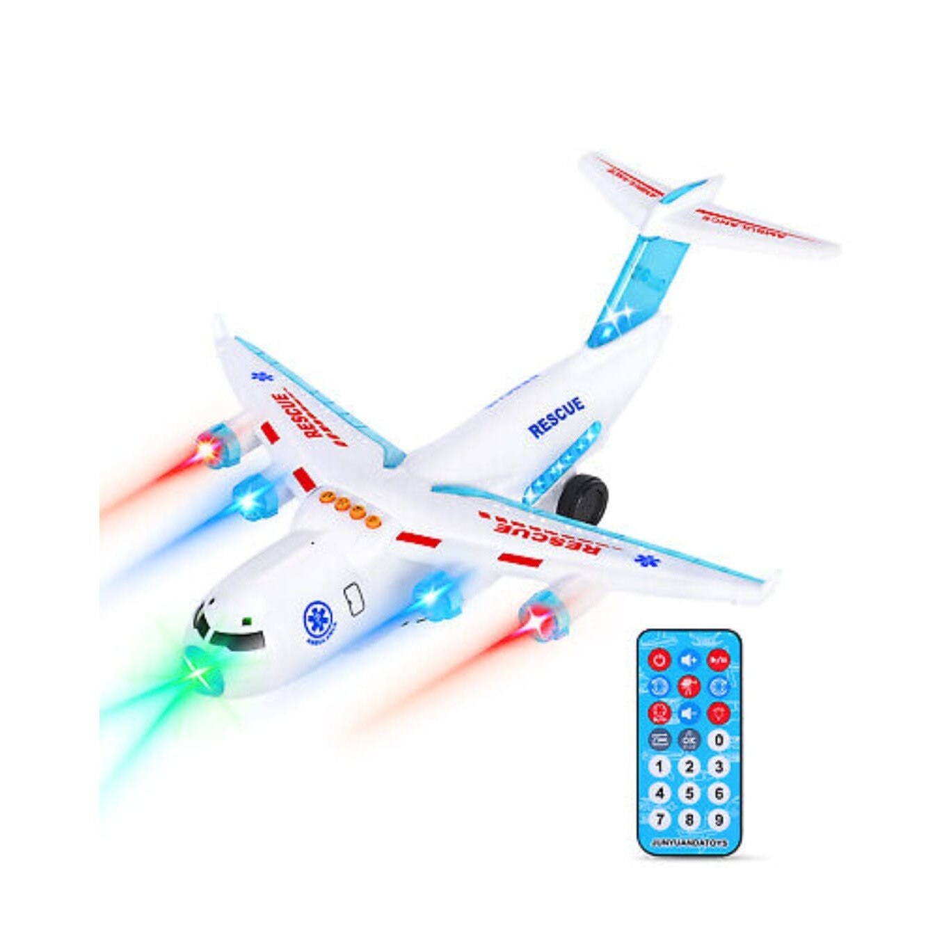 Jucarie interactiva, Avion cu sunete si lumini, telecomanda, alb, 32 cm ...
