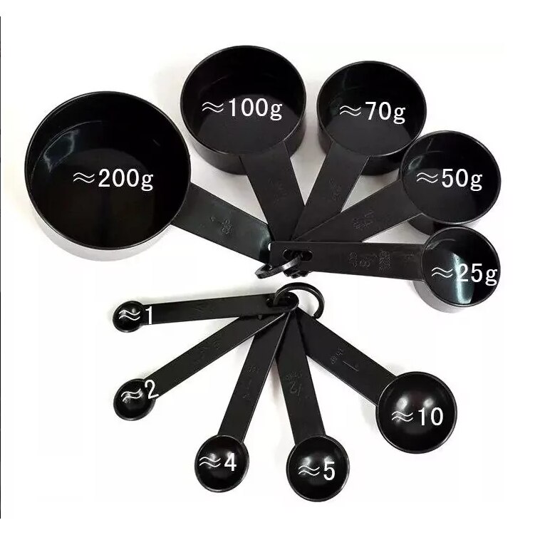 Set 10 lingurite gradate pentru masurare, plastic, negru - eMAG.ro