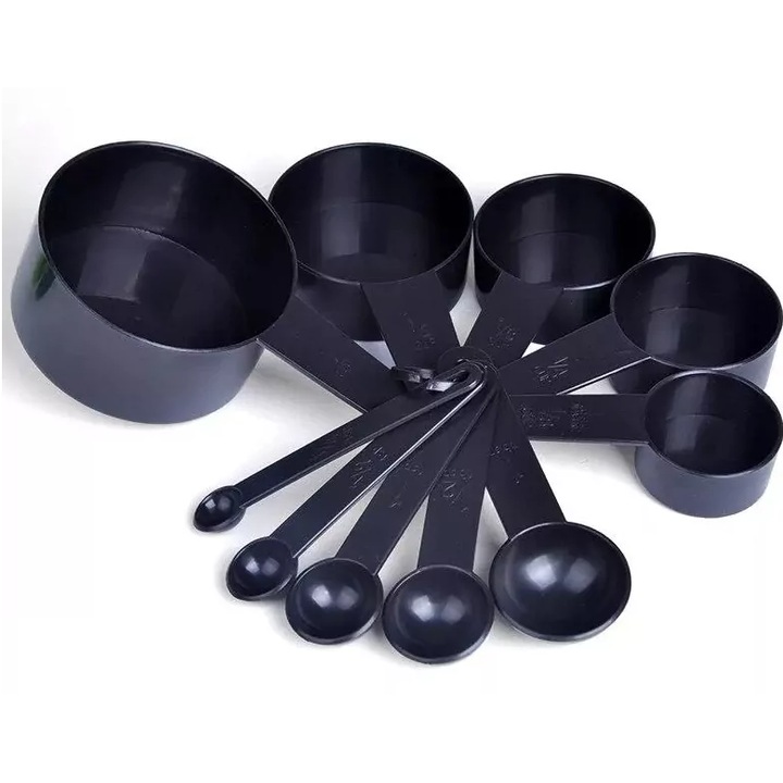 Set 10 lingurite gradate pentru masurare, plastic, negru - eMAG.ro