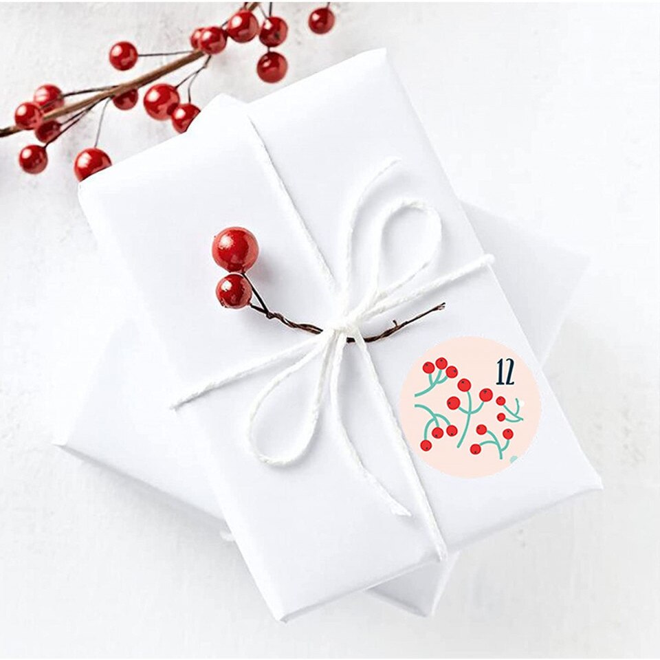 Set de 5 folii cu 24 autocolante pentru calendar de advent, hartie ...