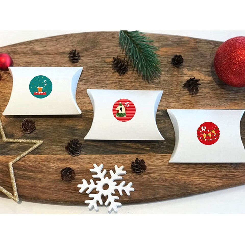 Set de 5 folii cu 24 autocolante pentru calendar de advent, hartie ...