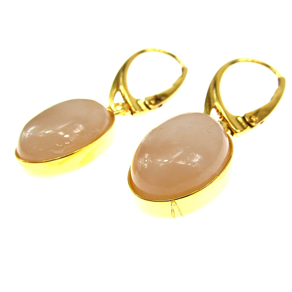 Cercei argint placati cu aur cu cuart roz 14x10 MM, GlamBazaar - eMAG.ro