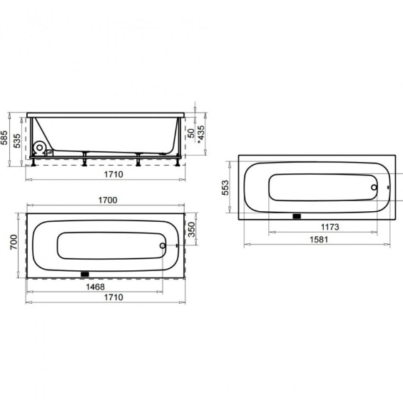 Cada de baie Pop, 150x70 cm alb - Glass 1989 - eMAG.ro