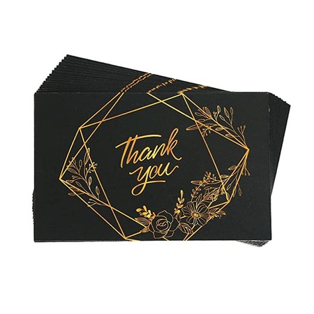 Set 20 de mini felicitari de multumire, Thank You, culoare negru cu ...