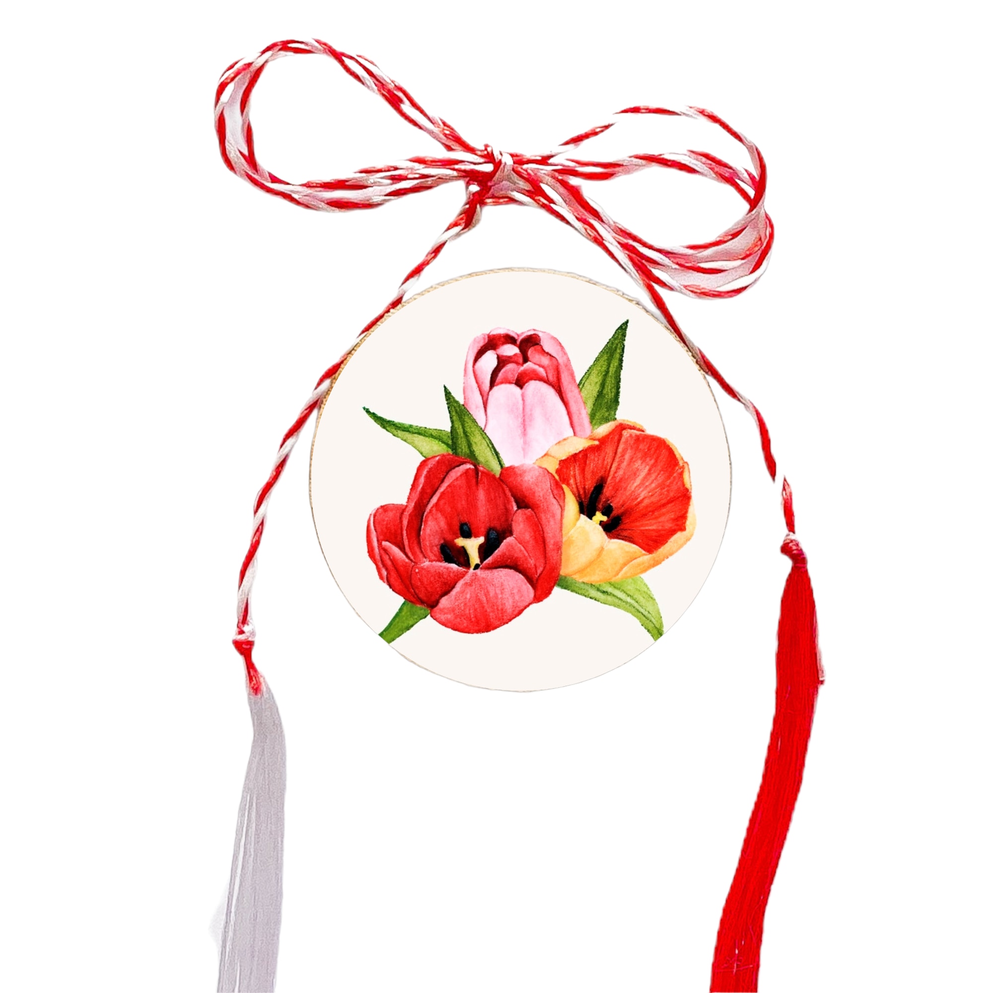 Brosa martisor din lemn - cerc - Lalele - eMAG.ro