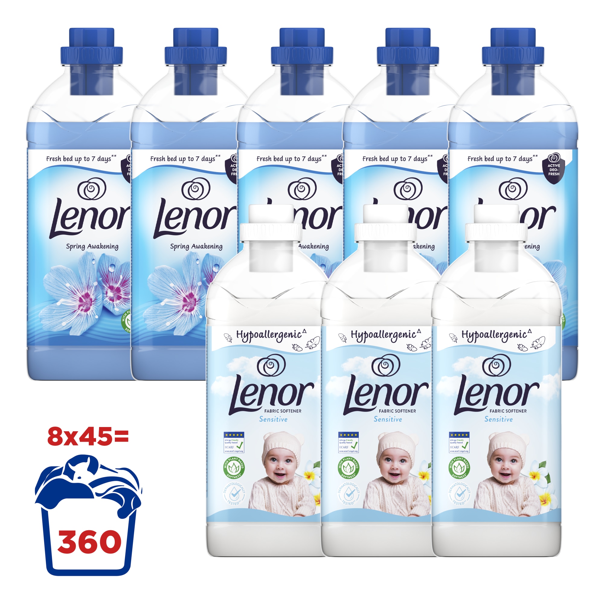 Lenor Textilöblítő 8 darabos válogatás, 5db Spring Awakening + 3db ...