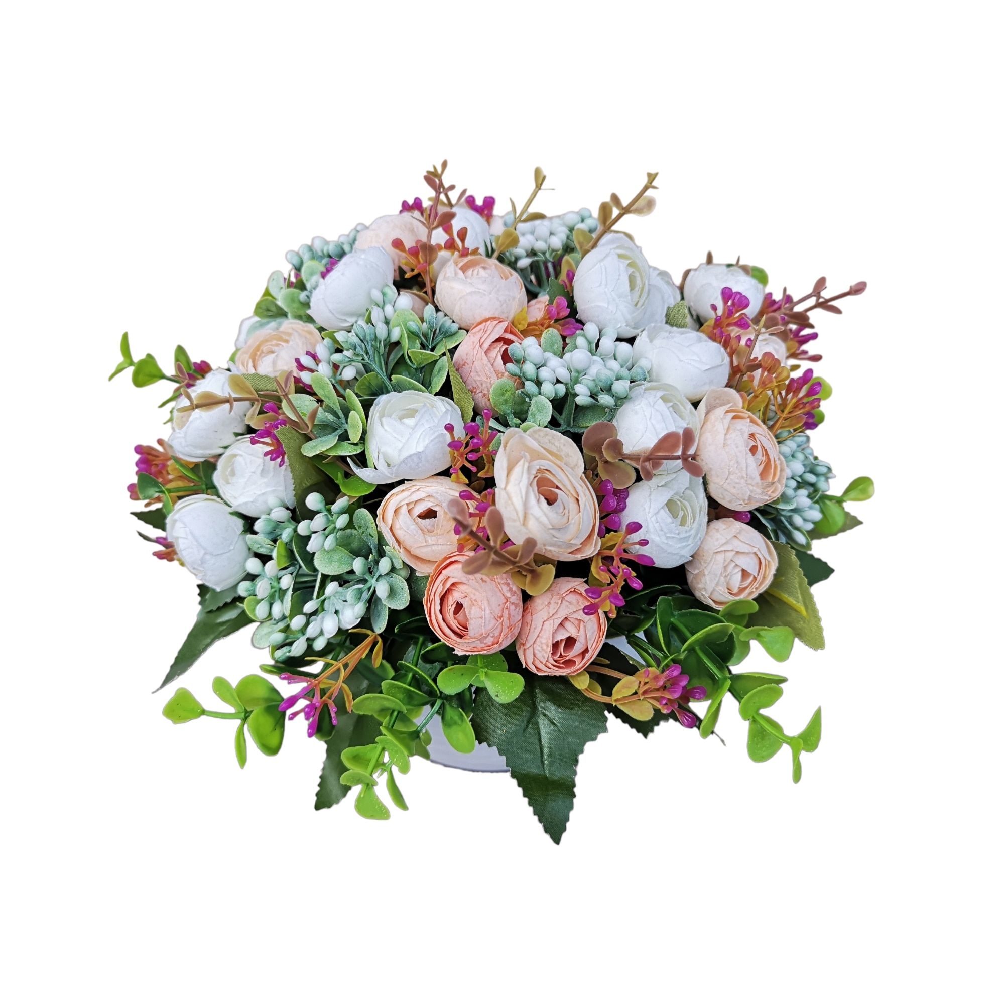 Aranjament floral colorat, diametru 22 cm, cu flori artificiale, DADY ...