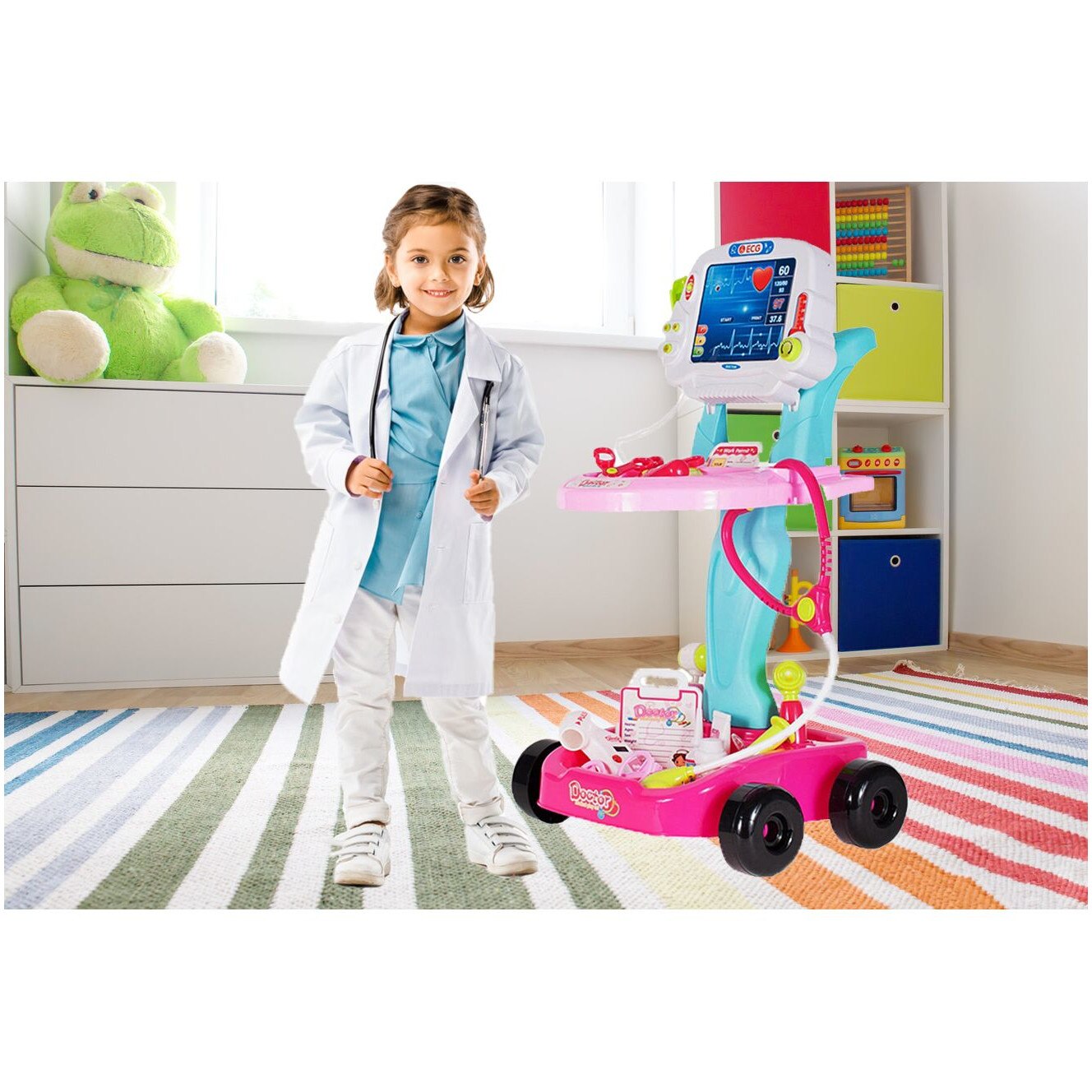 Jucarie de rol SOLTOY® Micutul Doctor cu ecran EKG portabil, multiple ...