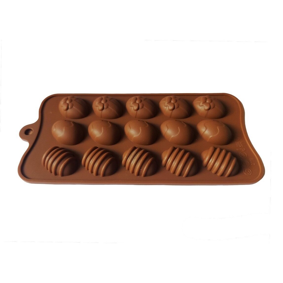 Forma silicon pentru bomboane, 15 cavitati, Oua, Maro, 22 cm, 295COF ...