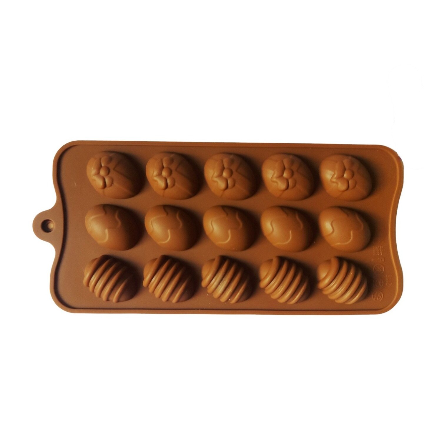 Forma silicon pentru bomboane, 15 cavitati, Oua, Maro, 22 cm, 295COF ...