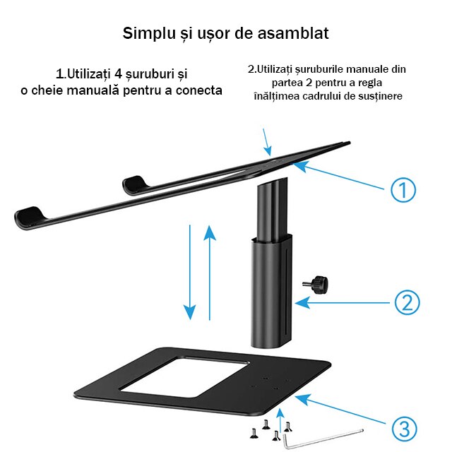 Stand laptop fabricat din aluminiu, ergonomic, portabil, compatibil cu ...