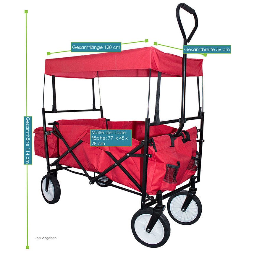 Carucior pliabil cu acoperis Juskys, Nylon, Rosu - eMAG.ro