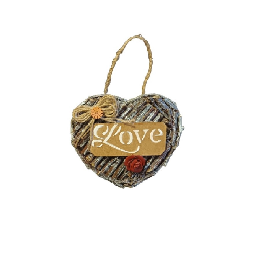 Decoratiune inima lucrata manual, 20x16, maro - eMAG.ro