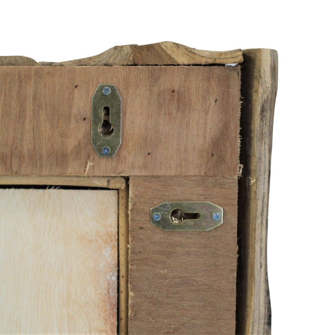 Oglinda decorativa cu rama din lemn de tec, reciclat, design rustic ...