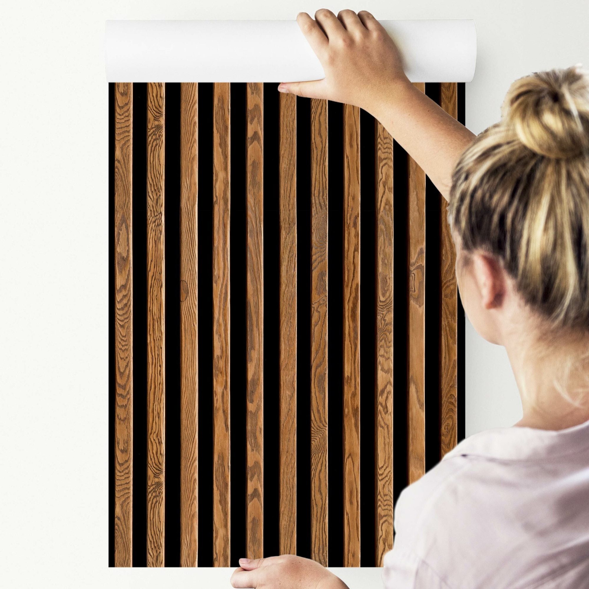 Tapet Decorativa pentru Perete Lamele Lemn 3D 53cm x 300cm Vlies ...