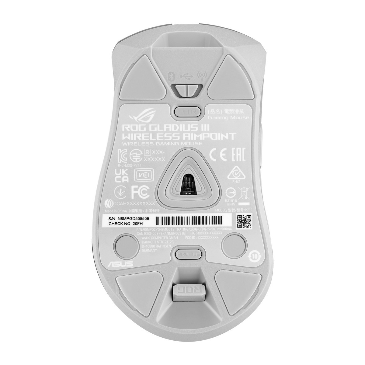 Безжична мишка Gaming ASUS ROG GLADIUS III WIRELESS AIMPOINT, RGB, 79 гр, ROG AimPoint оптичен ...