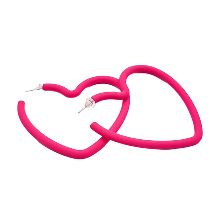 Cercei Hoop ”Let me love you”, din polirasina, fucsia, in forma de ...