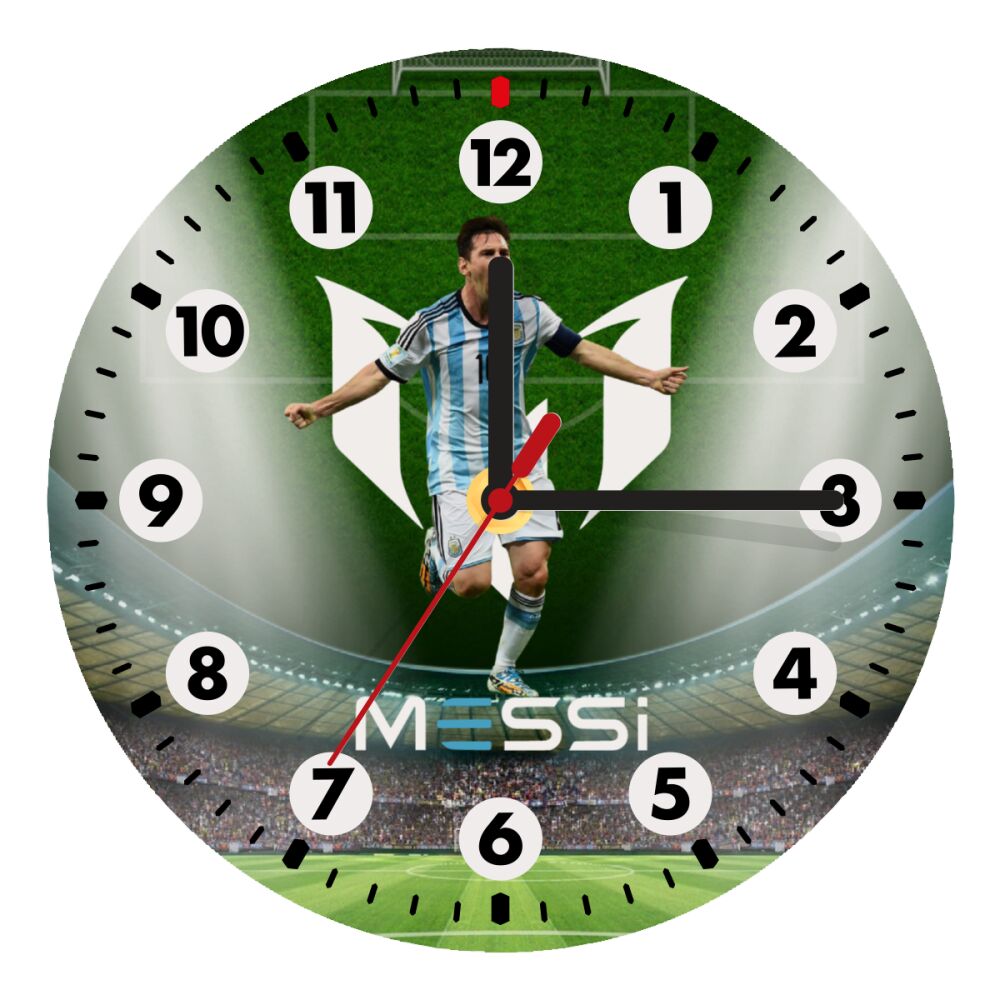 Ceas decorativ, Model- Leo Messi, Lemn, 20cm, Multicolor - eMAG.ro