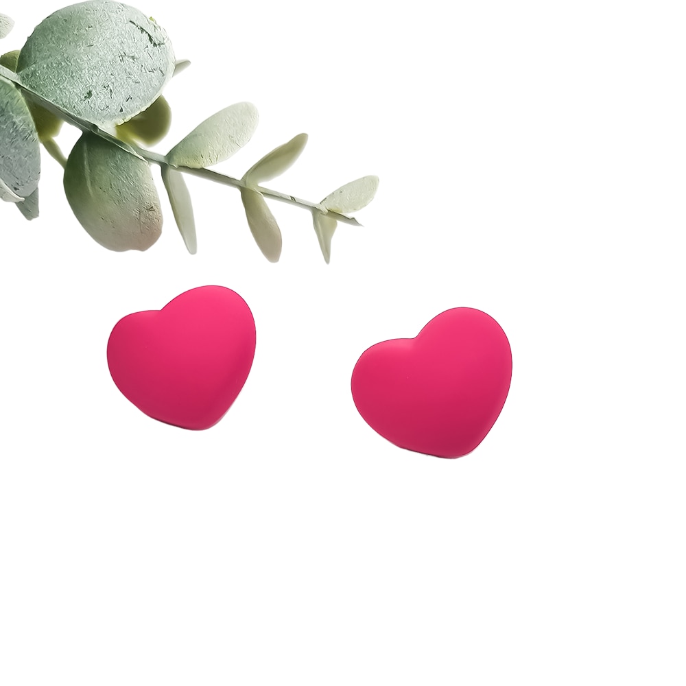 Cercei Stud ”Be romantic”, din polirasina, fucsia, in forma de ...