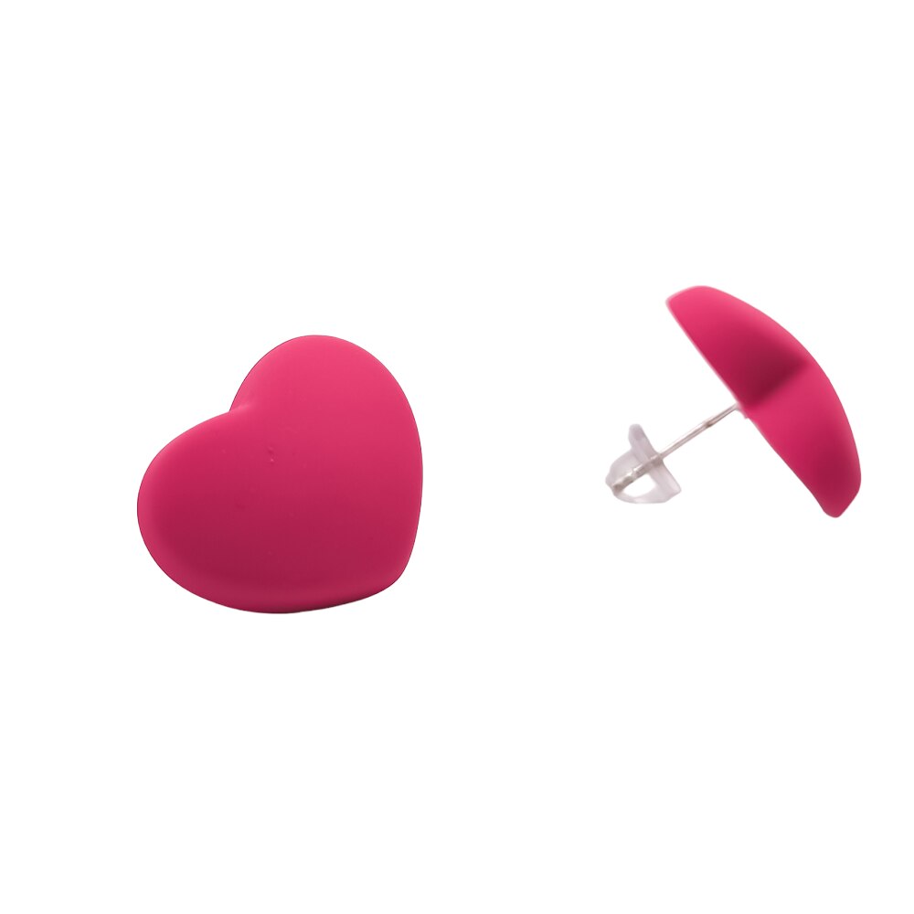 Cercei Stud ”Be romantic”, din polirasina, fucsia, in forma de ...