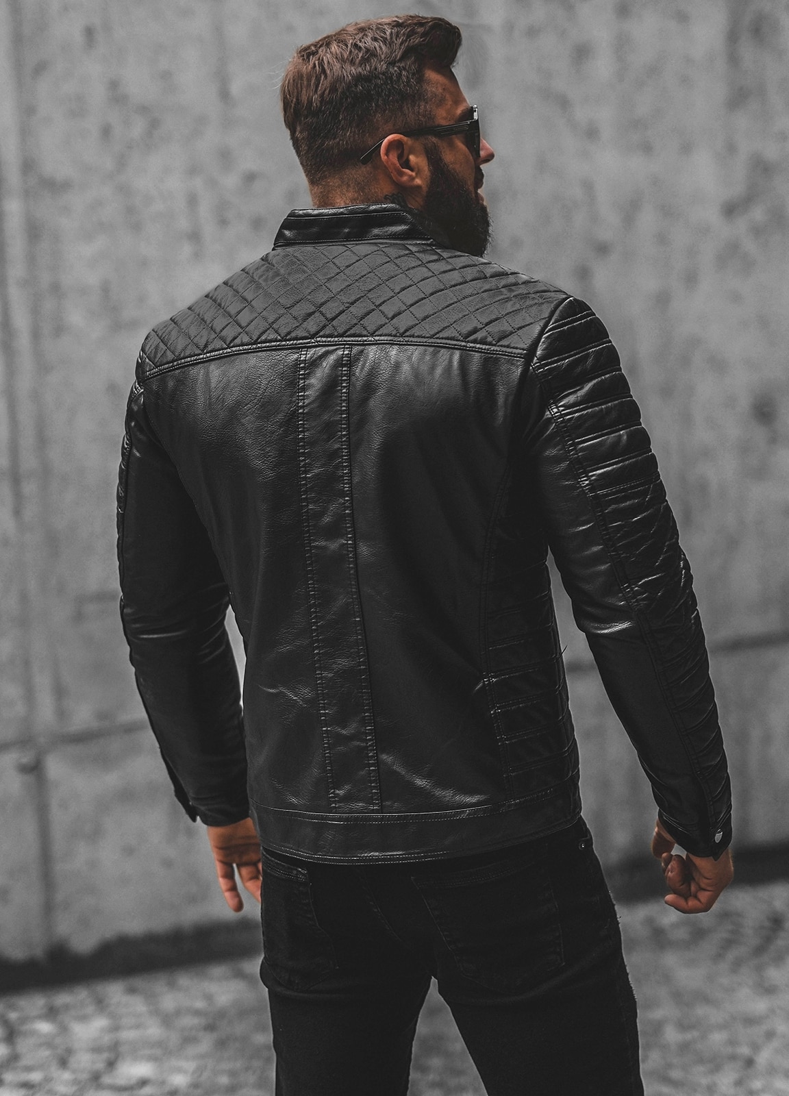 Geaca de piele barbati neagra OZONEE JS/11Z8002Z - eMAG.ro