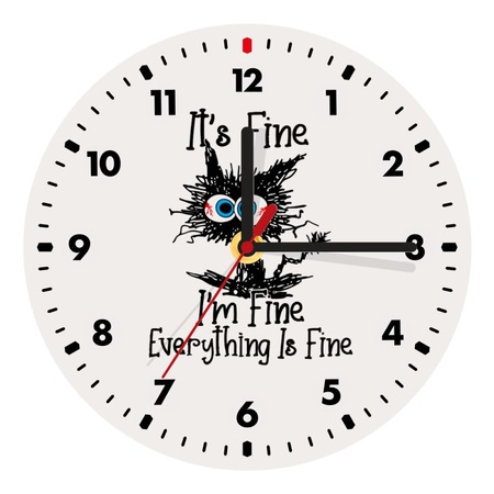 Ceas decorativ, Model- Cat, It's Fine, Lemn, 20cm, Alb/Negru - eMAG.ro