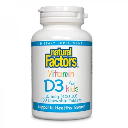 Хранителна добавка Natural Factors, Vitamin D3 for Kids, Витамин D3 за ...