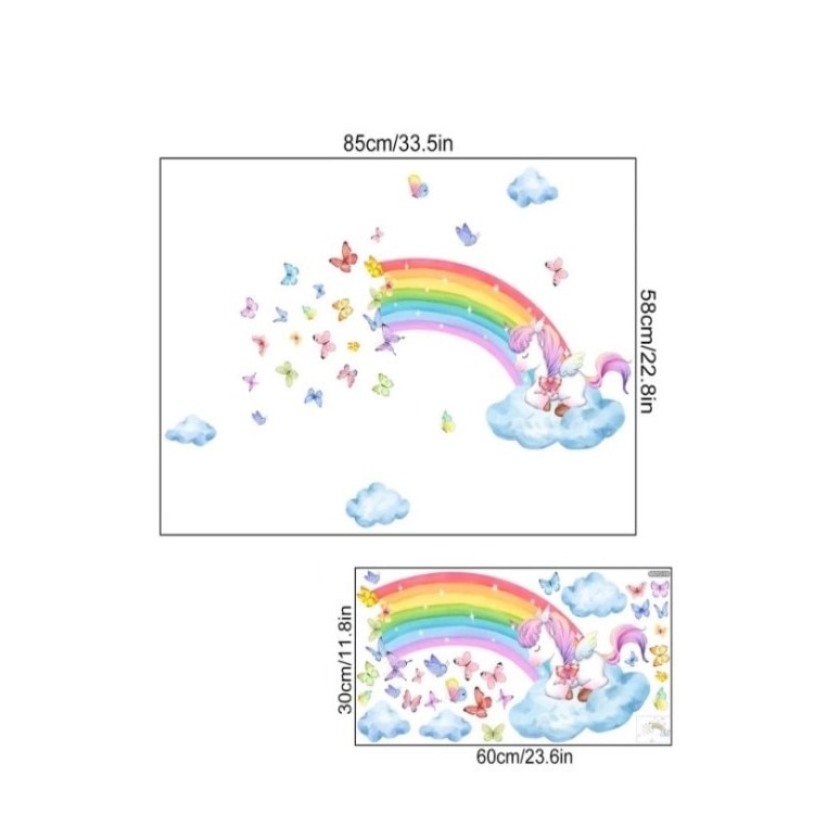 Sticker Copii Baby Unicorn Curcubeu si Fluturi 1 Folie - eMAG.ro