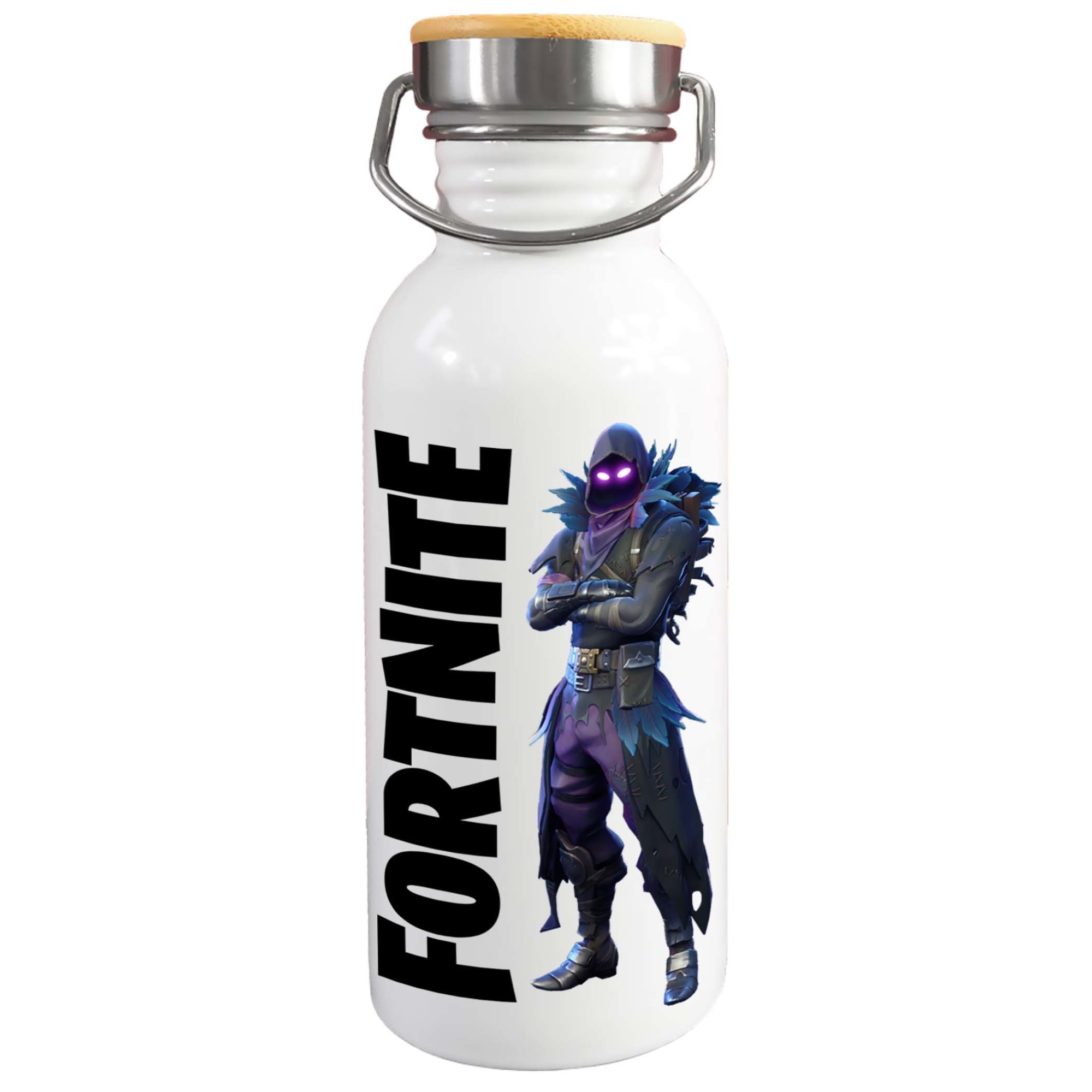 Стоманена бутилка за вода с принт Fortnite Raven, Tralala, 650 ml, бяла ...
