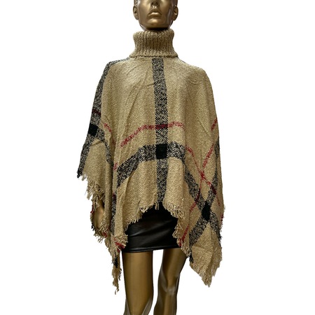 Poncho dama, JUP, Tricot, Guler polo, Maro - eMAG.ro