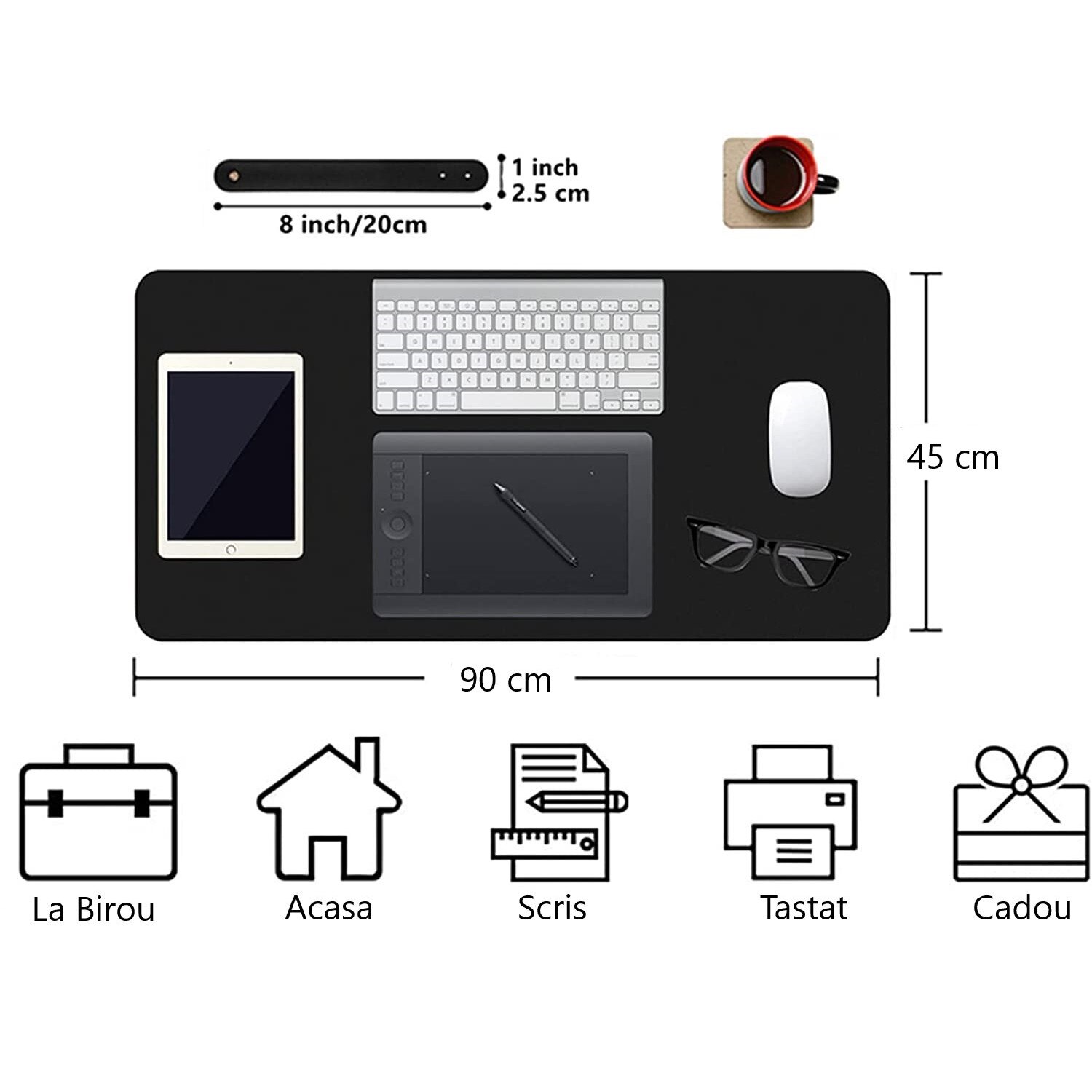 Mapa de Birou, Freya XXL, 90 x 45 CM, Piele PU, Cu 1 Fata ...