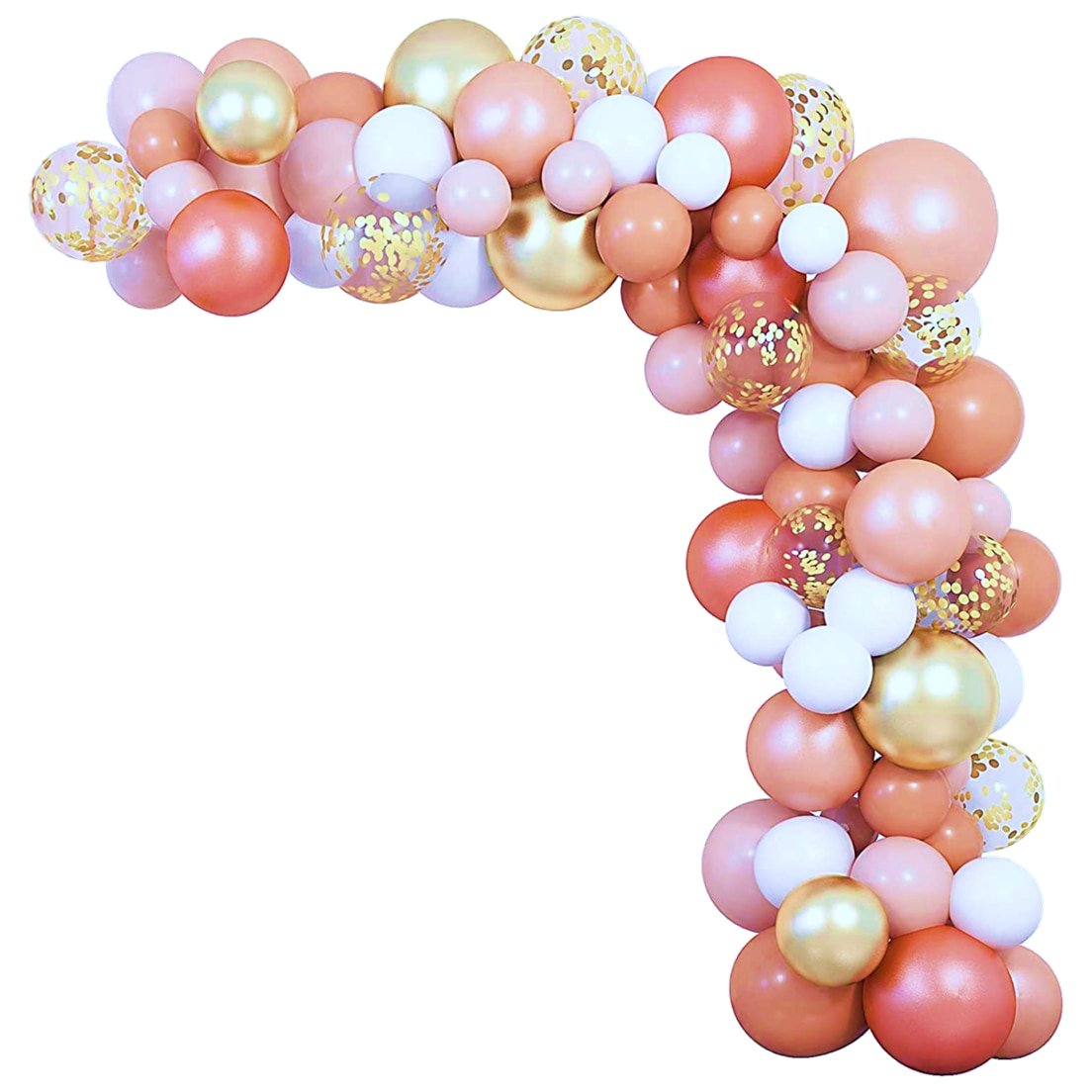 Set baloane pentru aranjamente tip arcada, Roz/Alb/Auriu, 103 piese ...