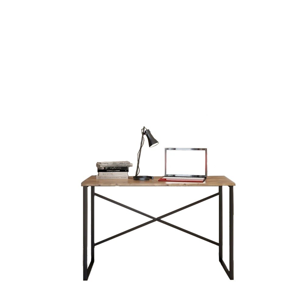 Birou office design industrial, Mona, metal si PAL, stejar - eMAG.ro