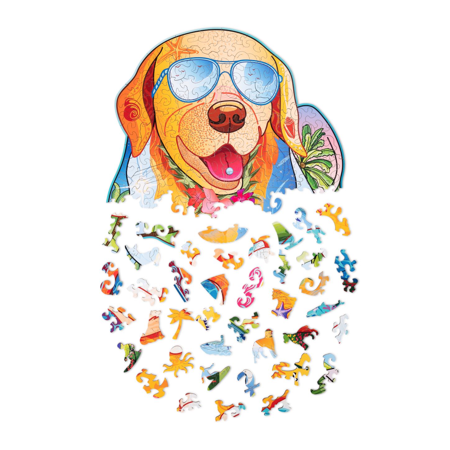 Puzzle 2D Colorat, Labrador, Wood Trick, 280 piese, 7 cristale - eMAG.ro