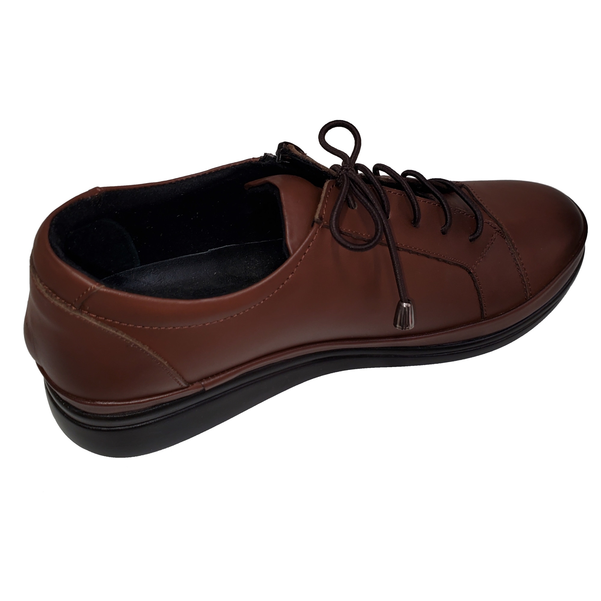 Pantofi dama din piele naturala BIO FLEX cu siret si fermoar, maro, 37 ...