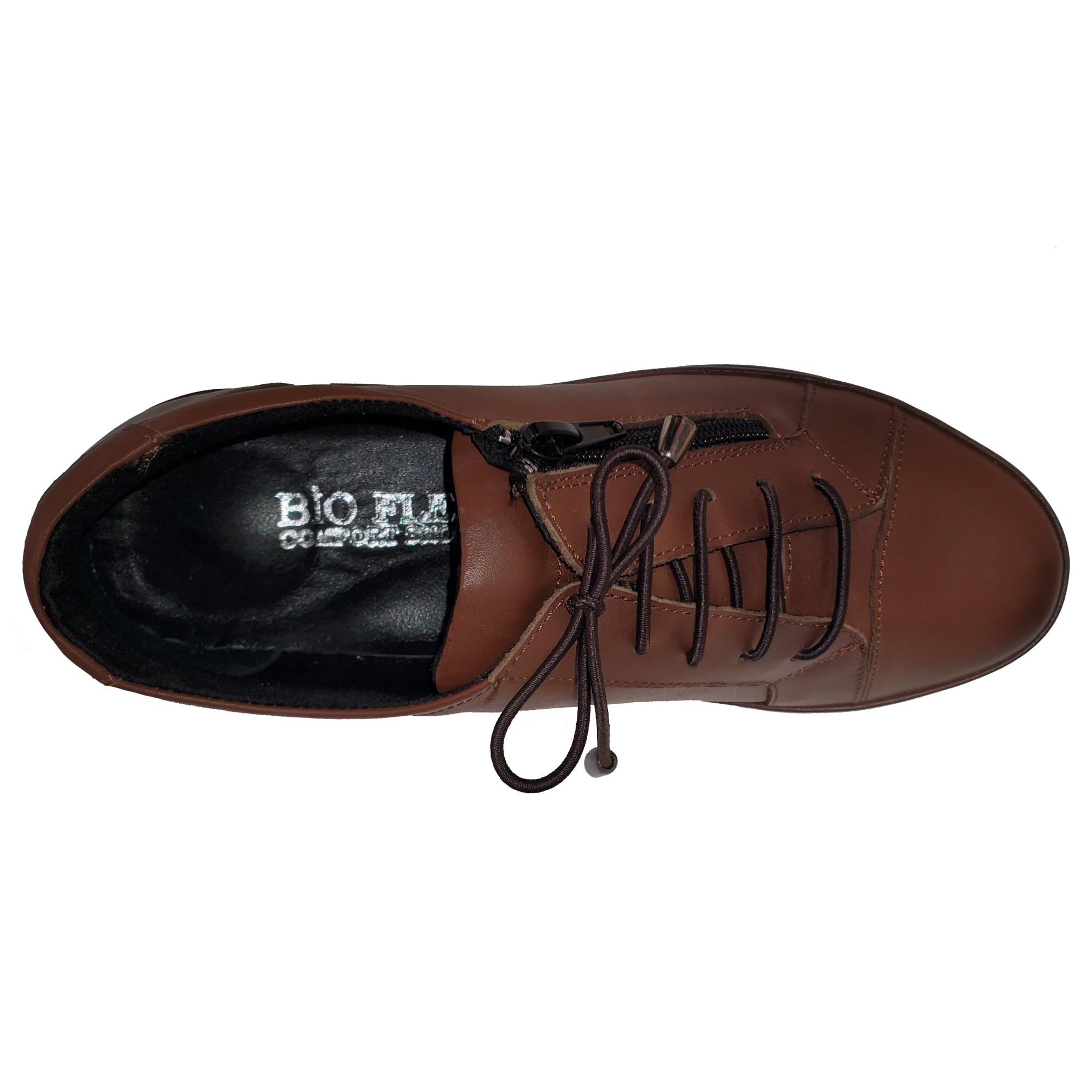 Pantofi dama din piele naturala BIO FLEX cu siret si fermoar, maro, 39 ...
