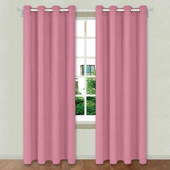 Set 2 draperii, cu inele metalice, roz, 140 x 260 cm - eMAG.ro