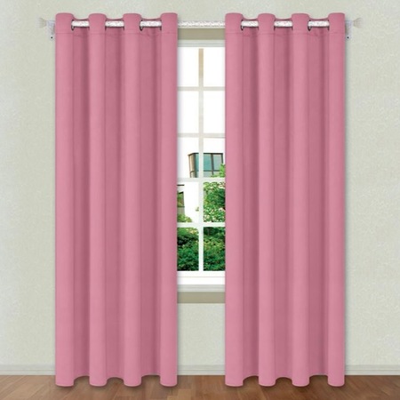 Set 2 draperii, cu inele metalice, roz, 140 x 260 cm - eMAG.ro