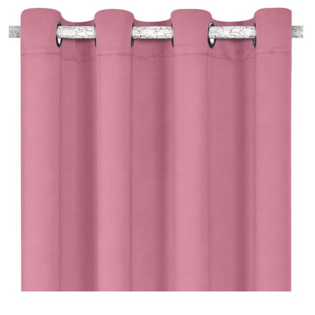 Set 2 draperii, cu inele metalice, roz, 140 x 260 cm - eMAG.ro
