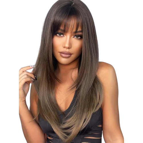 Peruca, culoarea Castaniu Deschis Natural, pentru femei, fibra ...