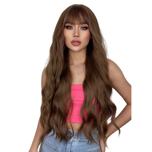 Peruca, culoarea Saten inchis ciocolatiu, pentru femei, fibra sintetica ...