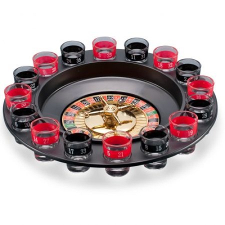 Joc Ruleta cu Shot-uri, diametru de 30cm, cu 16 pahare din sticla ...