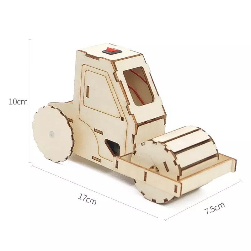 Jucarie Educationala Tetea, Kit lemn STEM, utilaj compactor de pamant ...