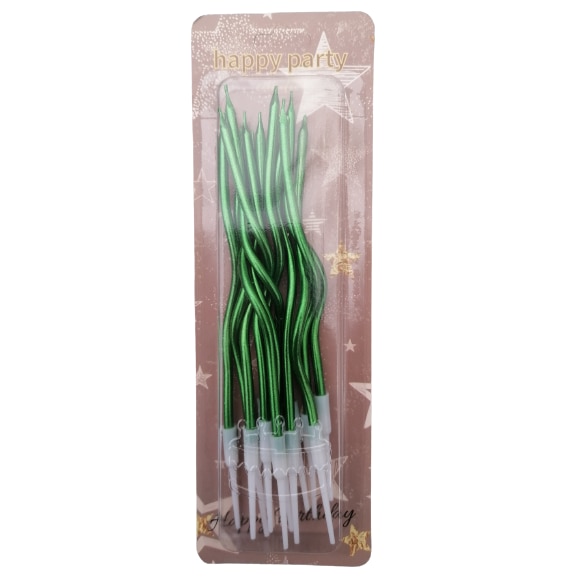 Set 12 lumanari tort ondulate, verzi, 14cm - eMAG.ro