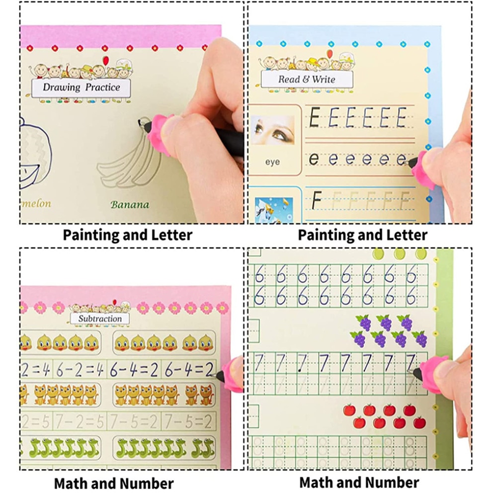 Set cu 4 caiete de lucru si stilou magic EZGETOP® pentru scris si ...