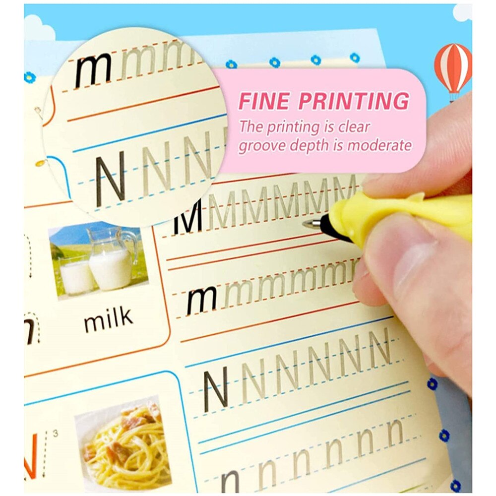 Set cu 4 caiete de lucru si stilou magic EZGETOP® pentru scris si ...