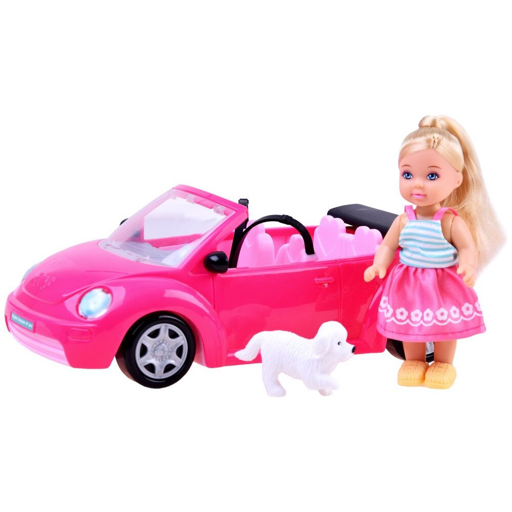 Papusa Anlily Kiki Love cu un caine in masina, Roz - eMAG.ro