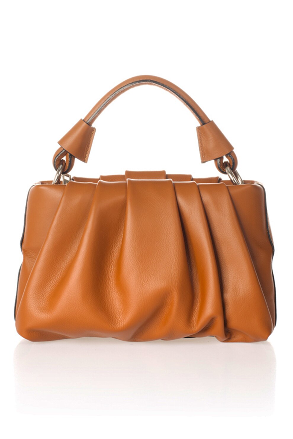 Massimo Castelli, Geanta crossbody din piele cu model plisat, Caramel ...